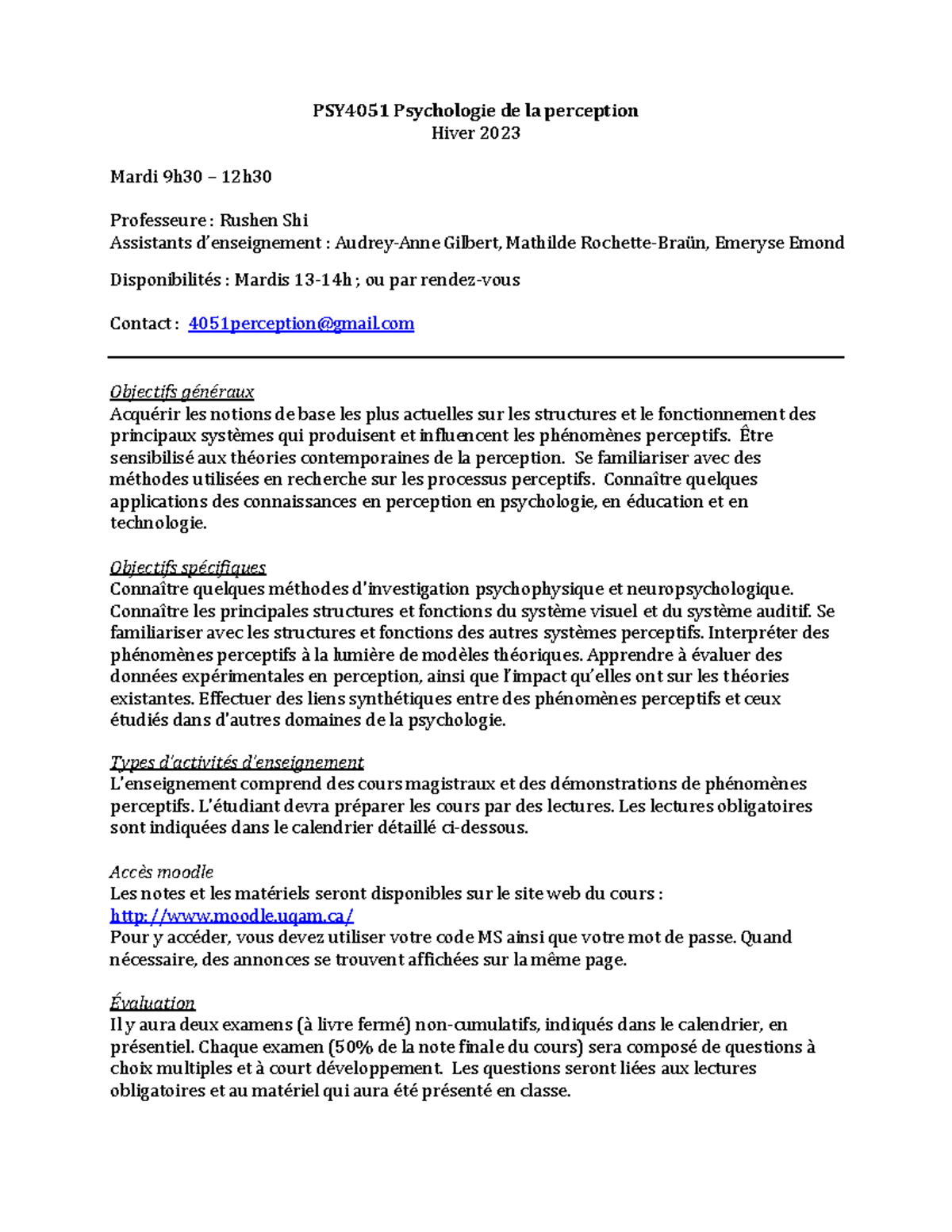 Plan de cours Psy4051 20 rushen shi - PSY4051 Psychologie de la ...