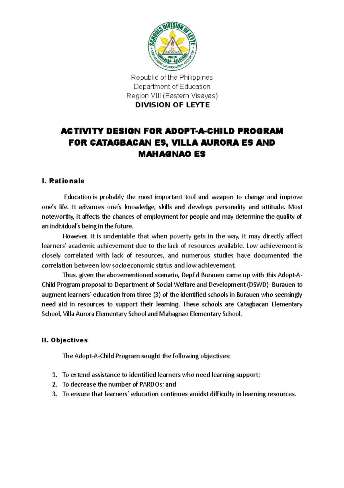 Proposal-FOR-DSWD - proposal - Republic of the Philippines Department ...
