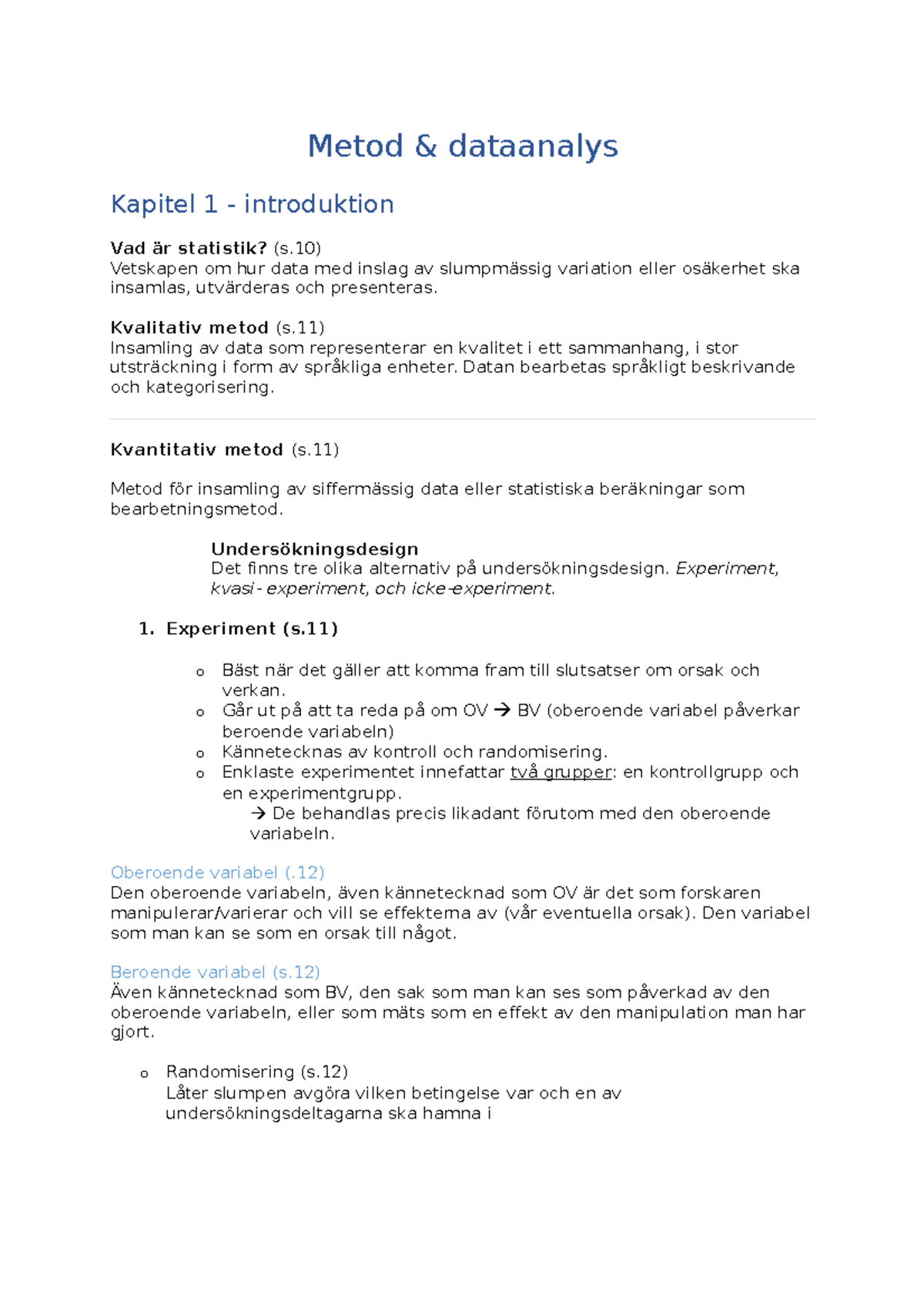 Metod -och dataanalys - Statistik för Beteendevetare - Metod ...