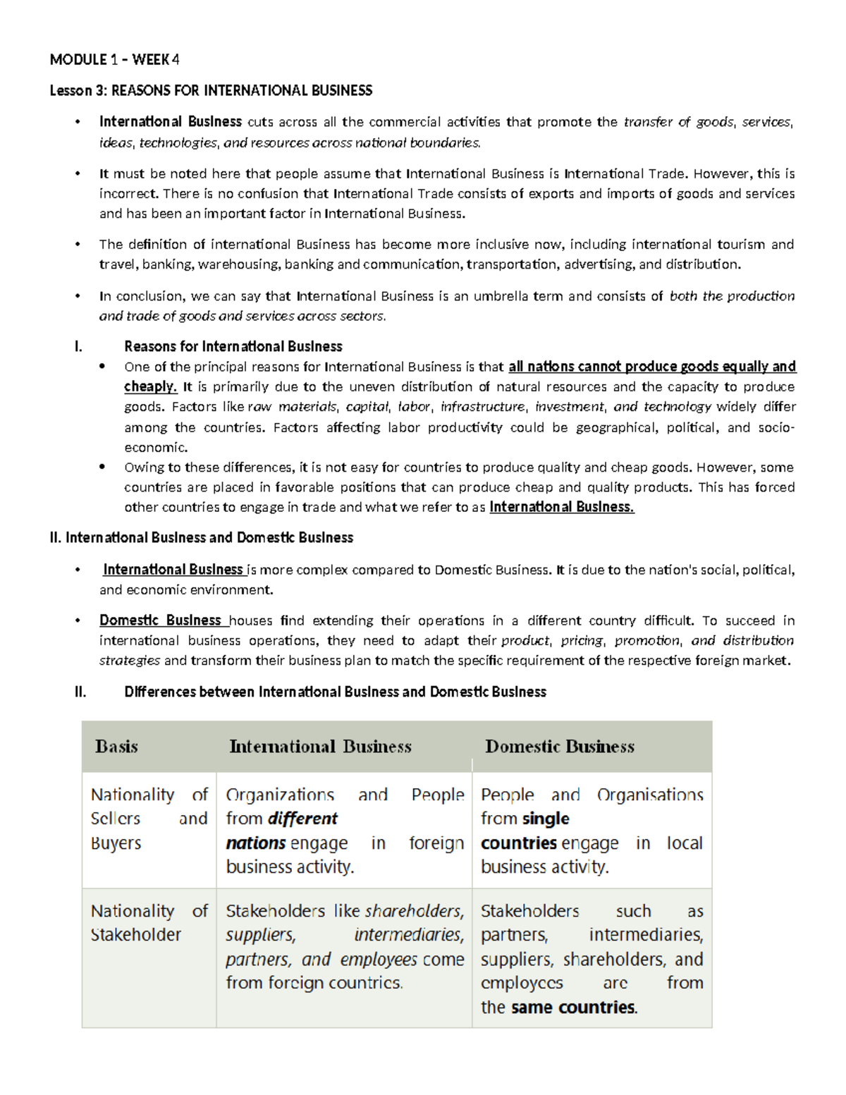 EN110 Week-4-6 - n/a - MODULE 1 – WEEK 4 Lesson 3: REASONS FOR ...