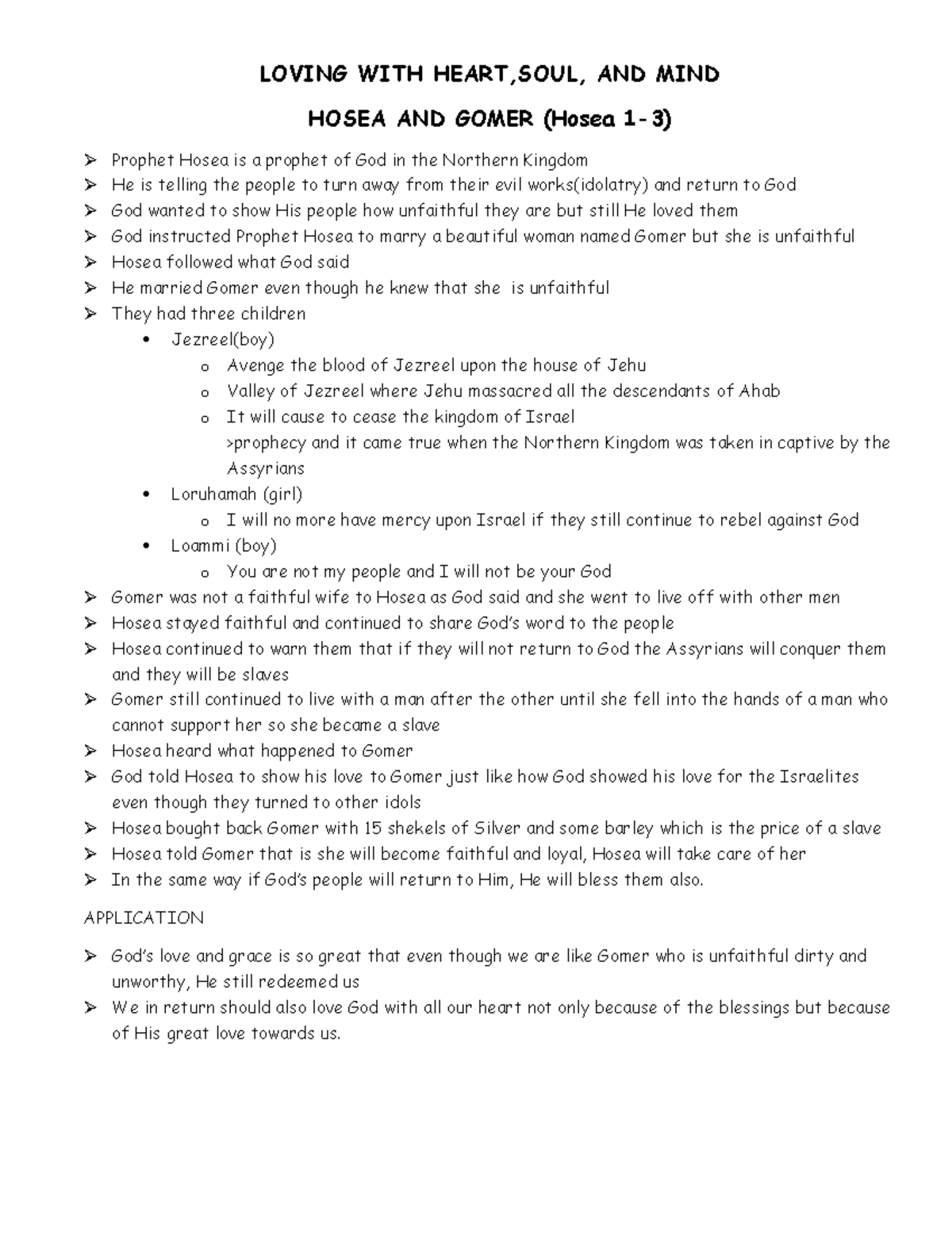 Hosea AND Gomer Outline - LOVING WITH HEART,SOUL, AND MIND HOSEA AND ...