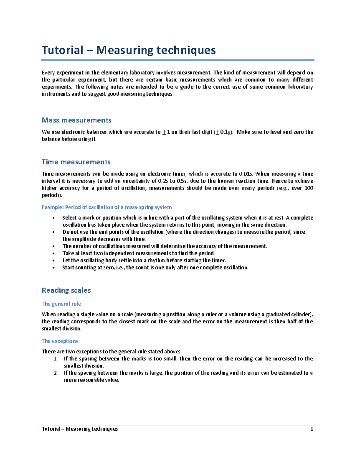 Measuring techniques - lab 1 - Tutorial – Measuring techniques Every ...