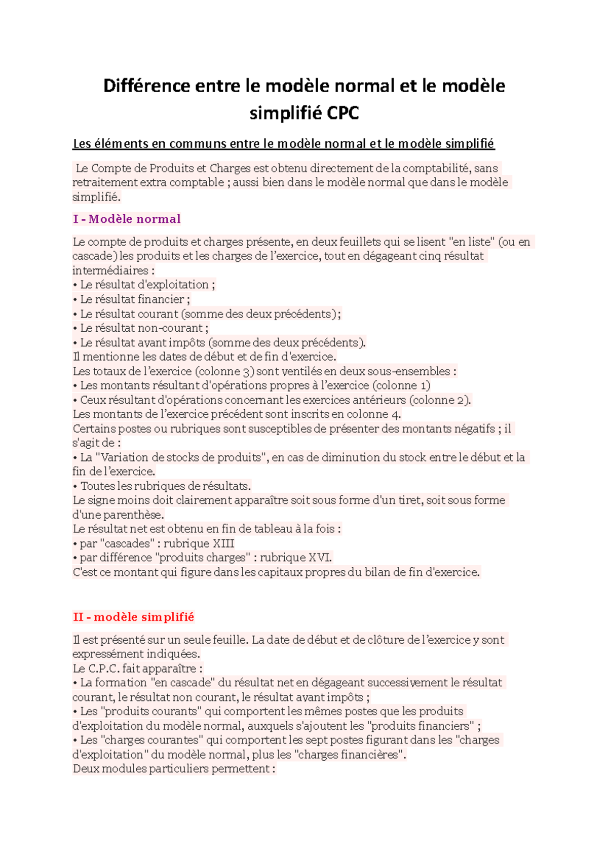 Différence entre le modèle normal et le modèle simplifié CPC ...