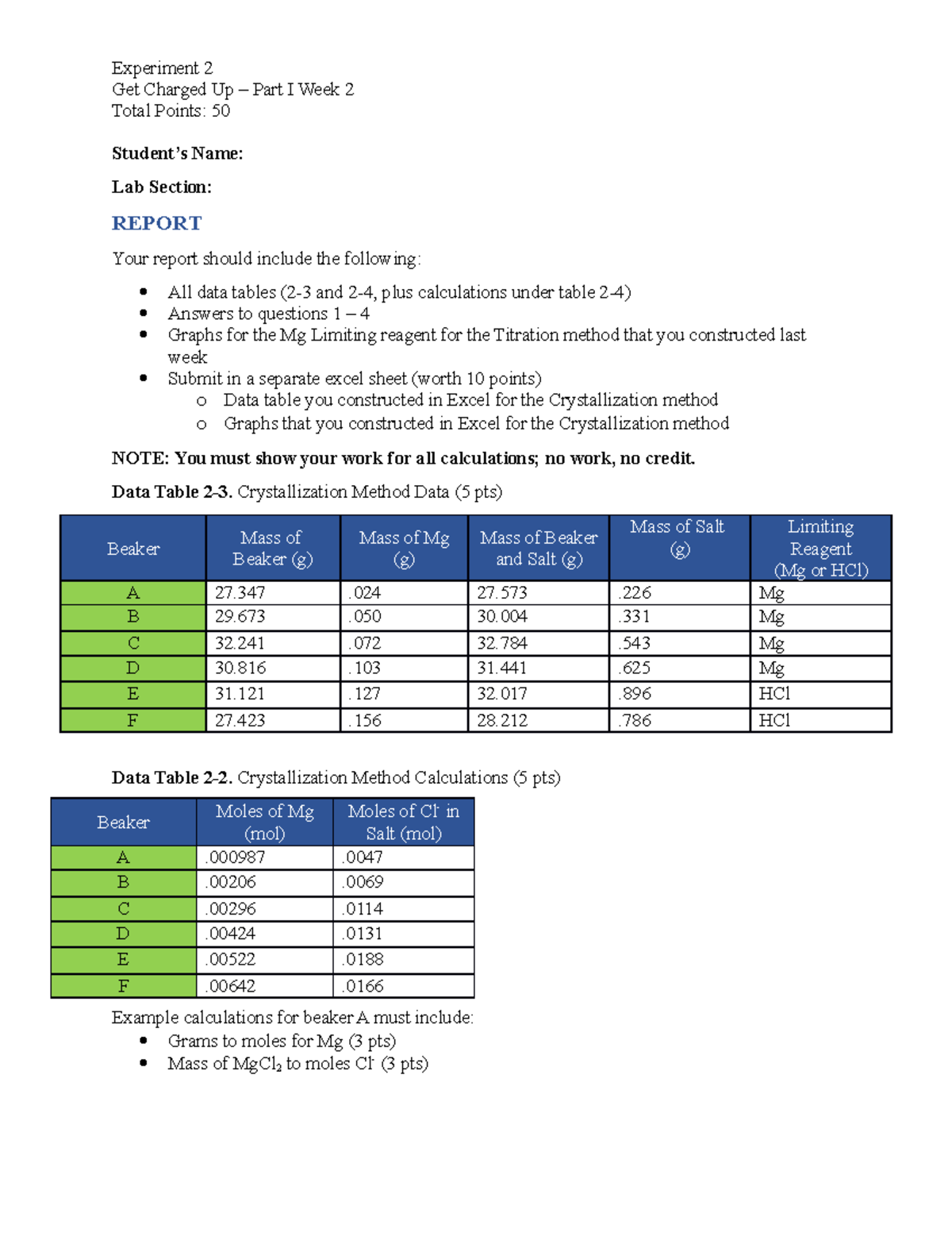 Exp. 2 - Get Charged Up Part 1 - week 2 - Experiment 2 Get Charged Up ...
