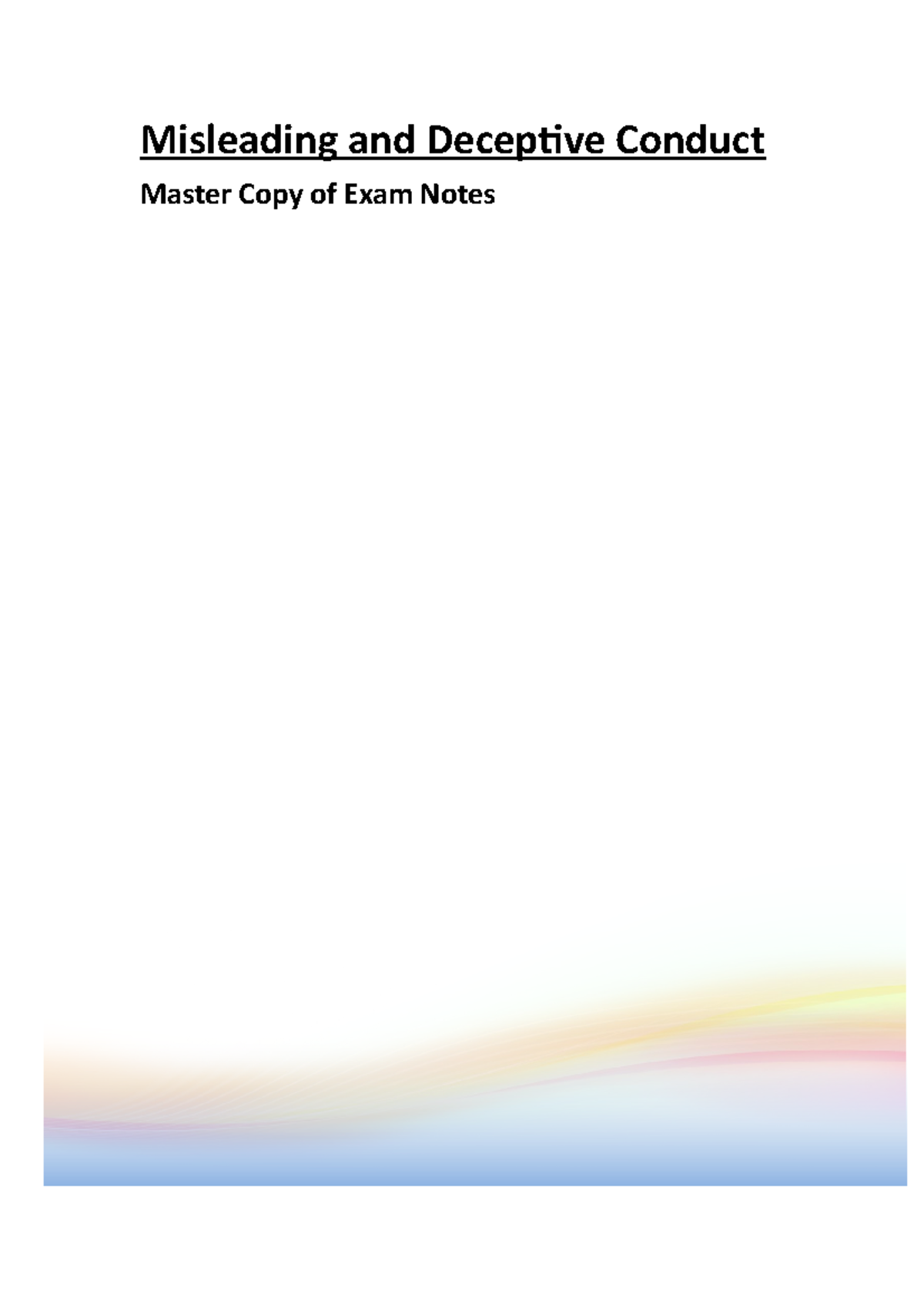 Misleading and Deceptive Conduct - Discuss ... concerning the meaning ...