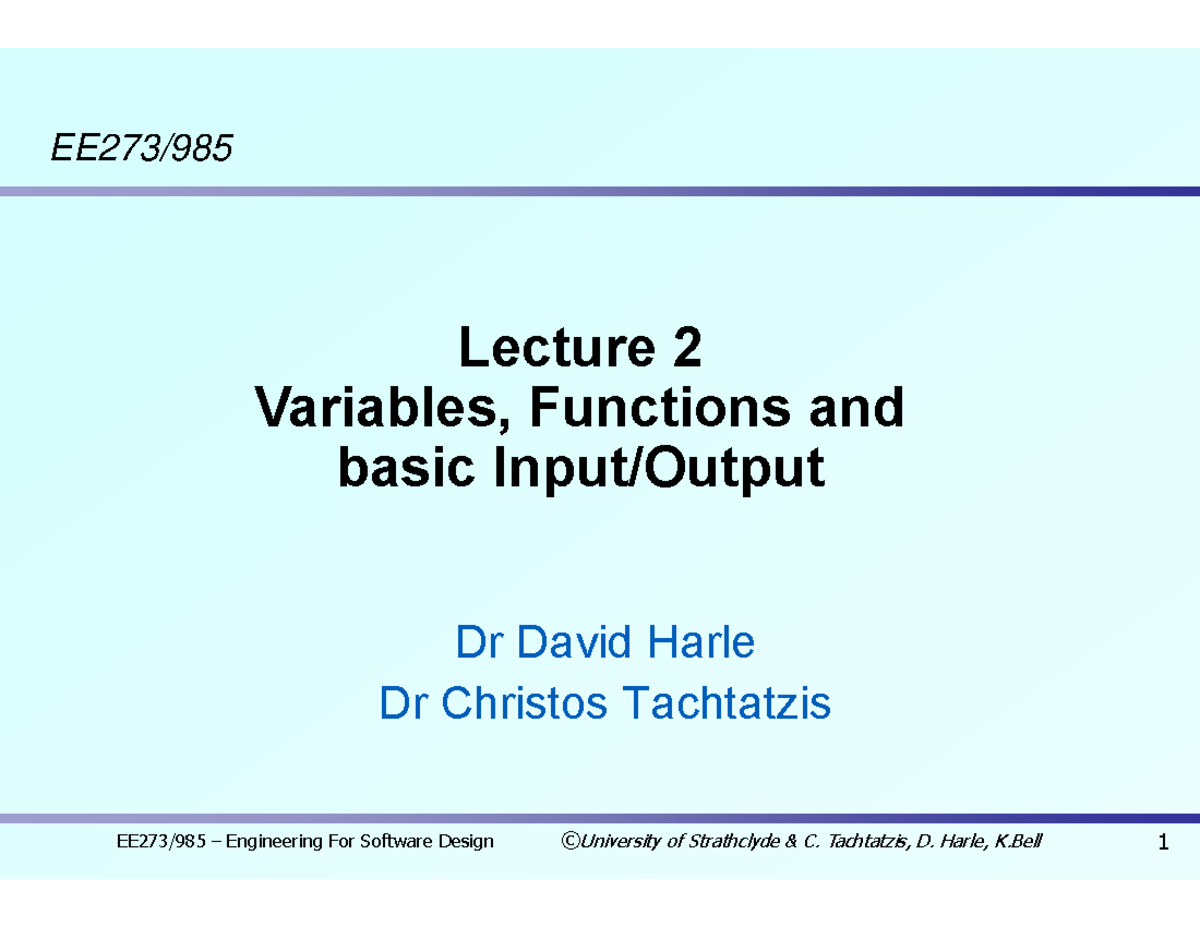 EE273 - lecture 02-long - EE273 - Strath - Studocu