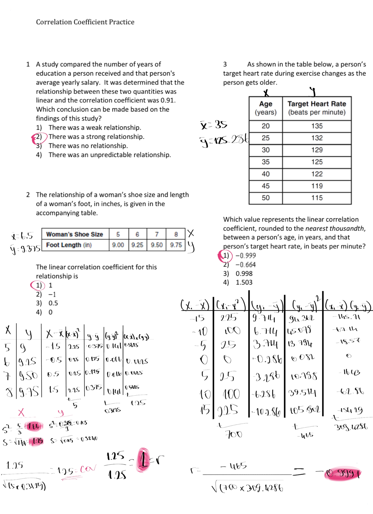 Correlation Coefficient Practice - statistics for business and ...