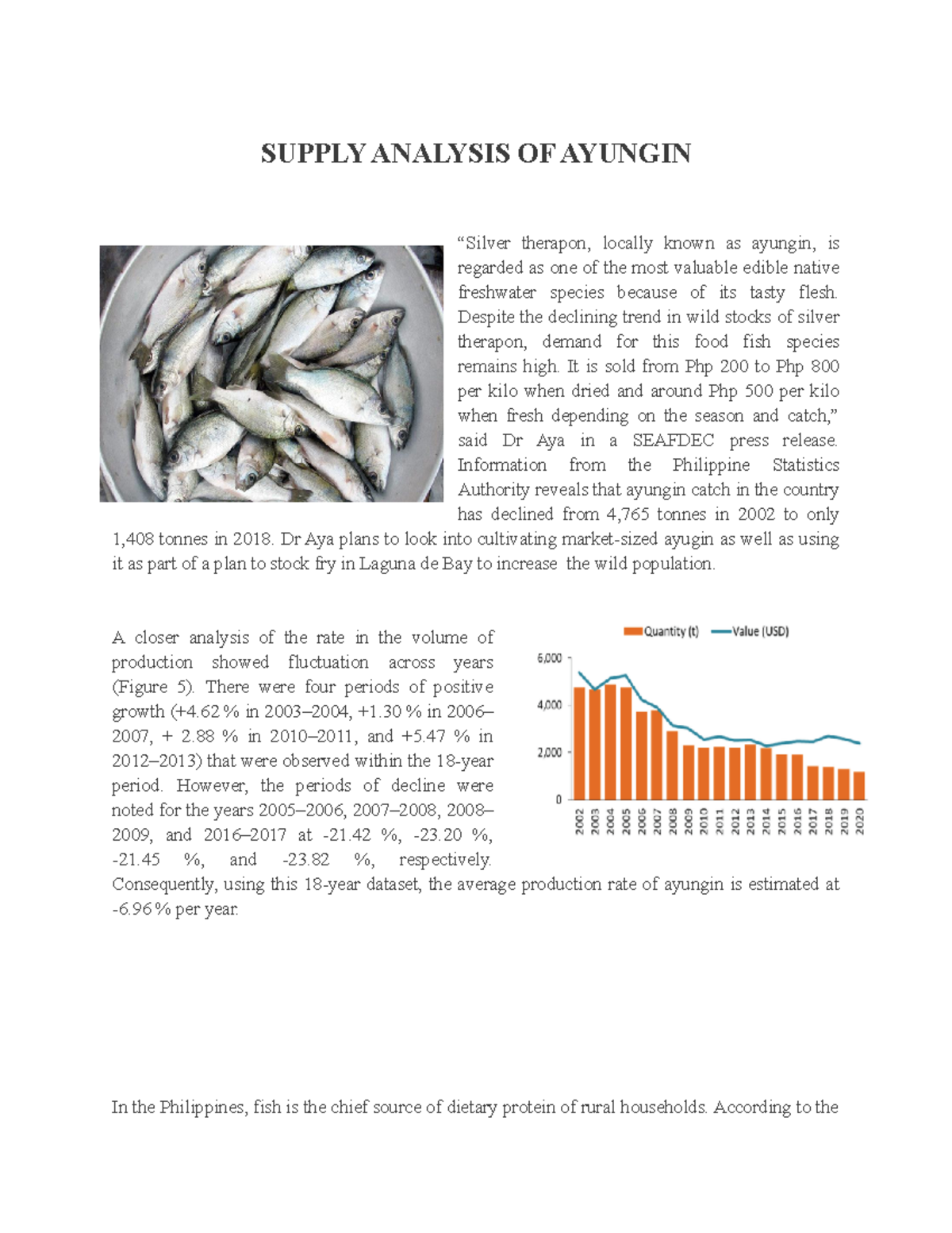 Supply Analysis OF Ayungin - SUPPLY ANALYSIS OF AYUNGIN “Silver ...