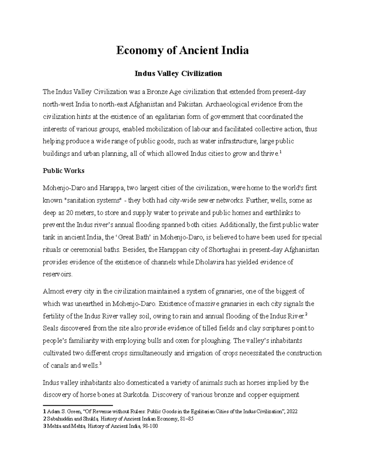 Final - Economy of Ancient India Indus Valley Civilization The Indus ...