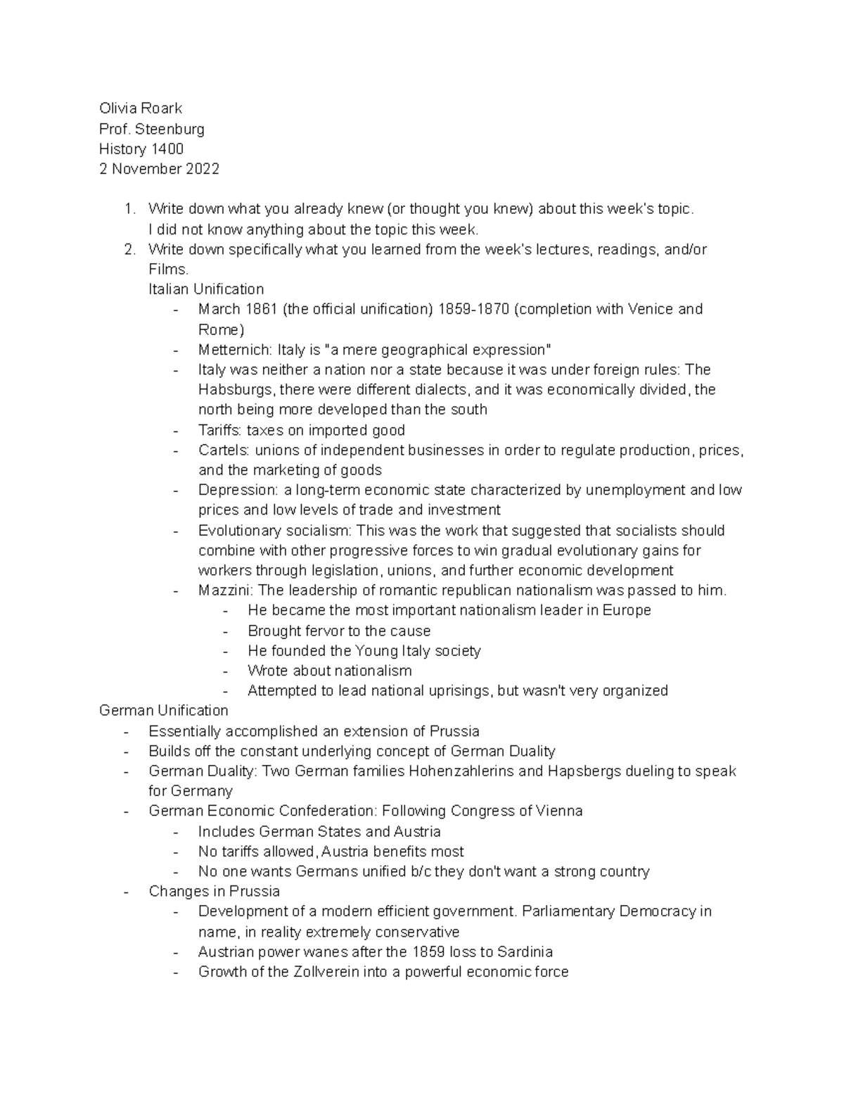 Week 10 Discussion - Lecture Notes for Week 10, Nancy Steenburg ...