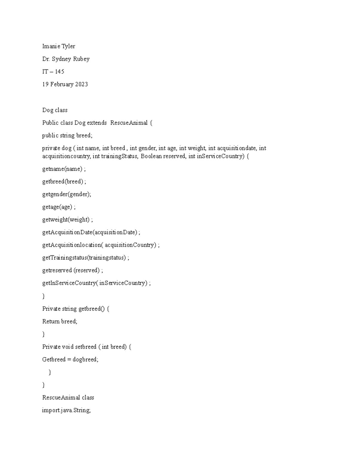 7-1 Project Two Submission - Imanie Tyler Dr. Sydney Rubey IT – 145 19 ...