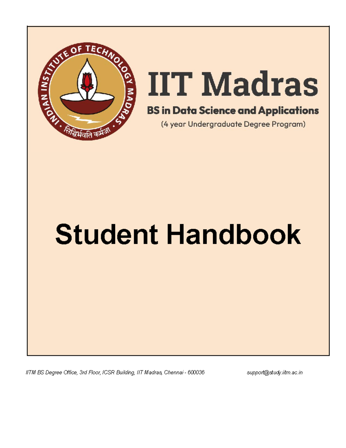 IITM student handbook for Bsc online course - IITM BS Degree Office, 3rd Floor, ICSR Building ...