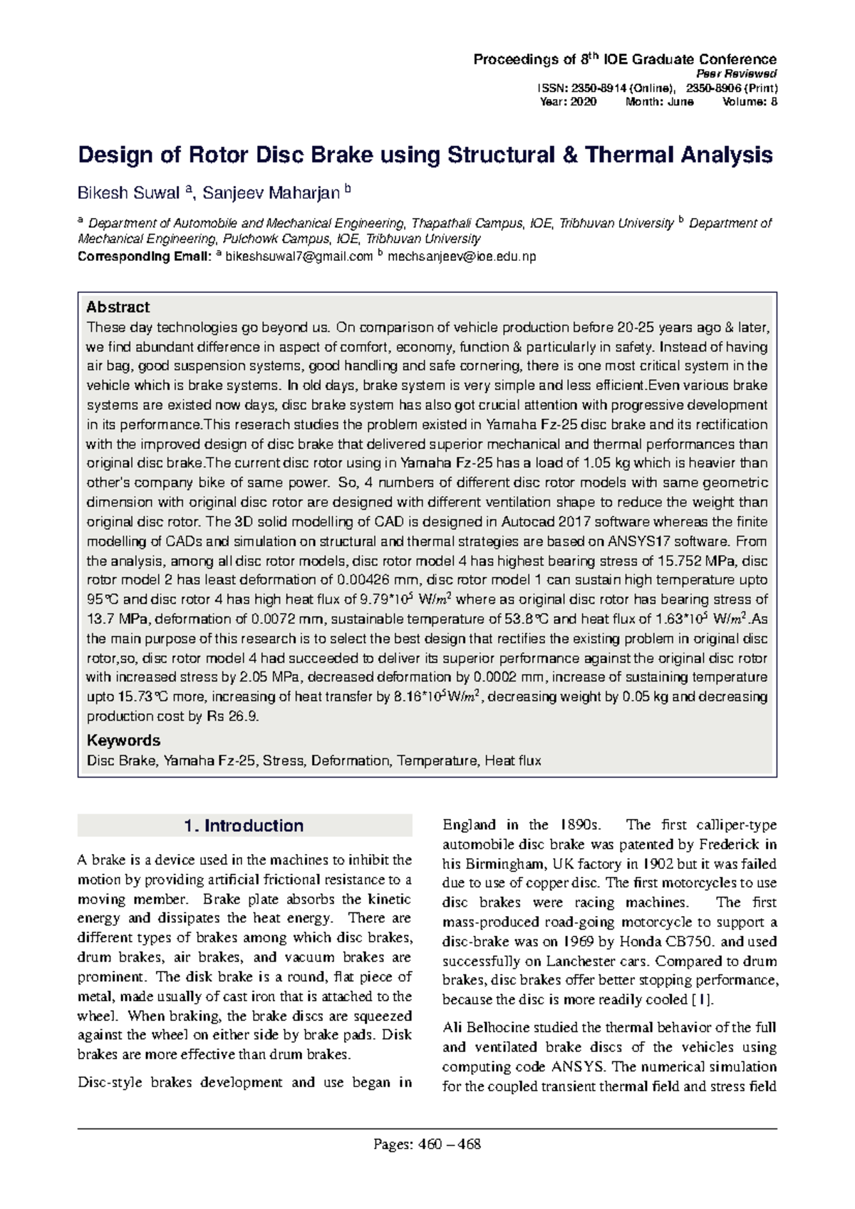 Design of Rotor Disc Brake using Structu - edu Abstract These day ...