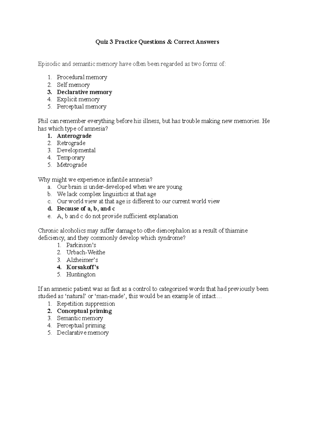 Quiz 5 Practice Questions - Quiz 3 Practice Questions & Correct Answers ...