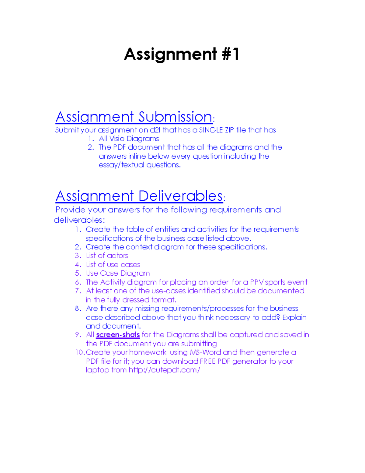 Assignment 1 Lectures Notes Assignment Assignment Submission Submit Your Assignment On D2l