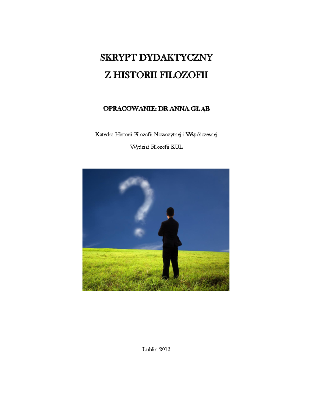 Skrypt Dydaktyczny - SKRYPT DYDAKTYCZNY Z HISTORII FILOZOFII ...