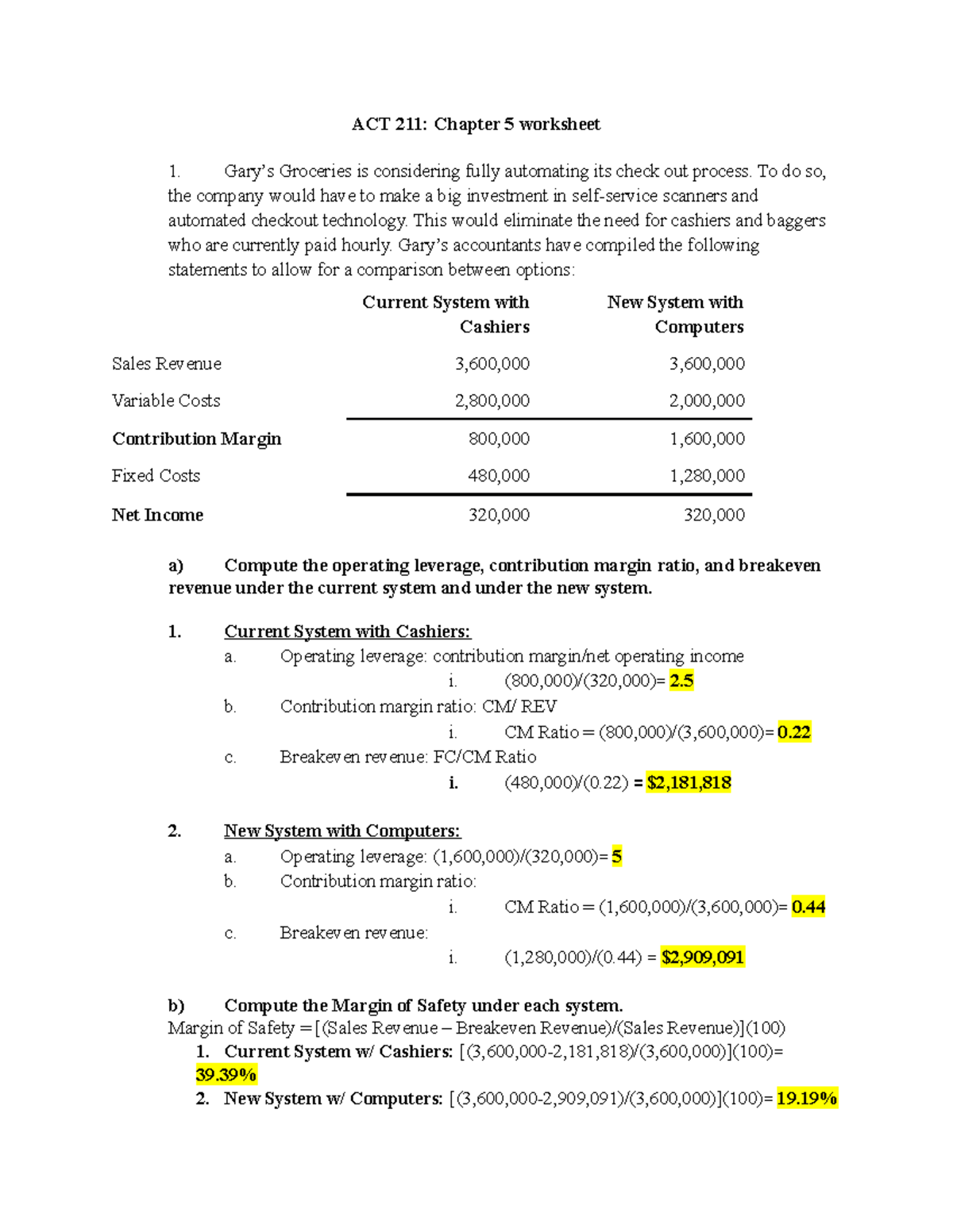 ACT 211 Chapter 5 worksheet - ACT 211: Chapter 5 worksheet Gary’s ...