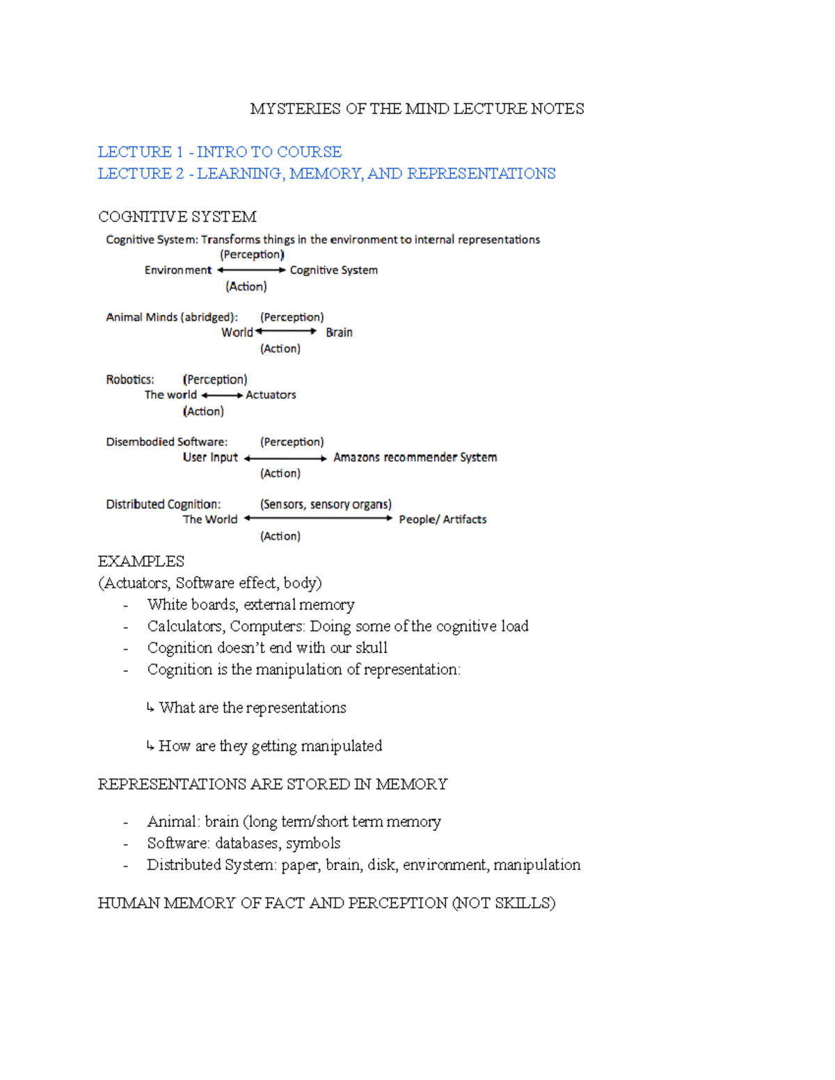 Mysteries OF THE MIND ALL NOTES - Cgsc 1001 - Carleton - Studocu