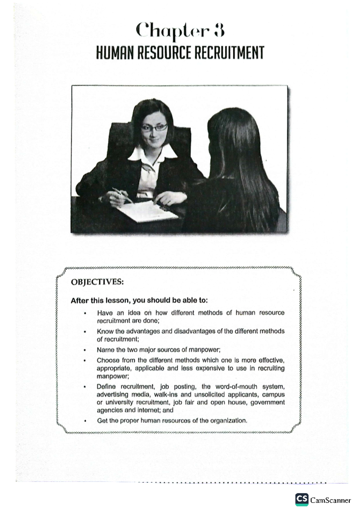 Chapter-3 BSMA-3102-1 - Chapter 3 HUMAN RESOURCE RECRUITMENT OBJECTIVES ...