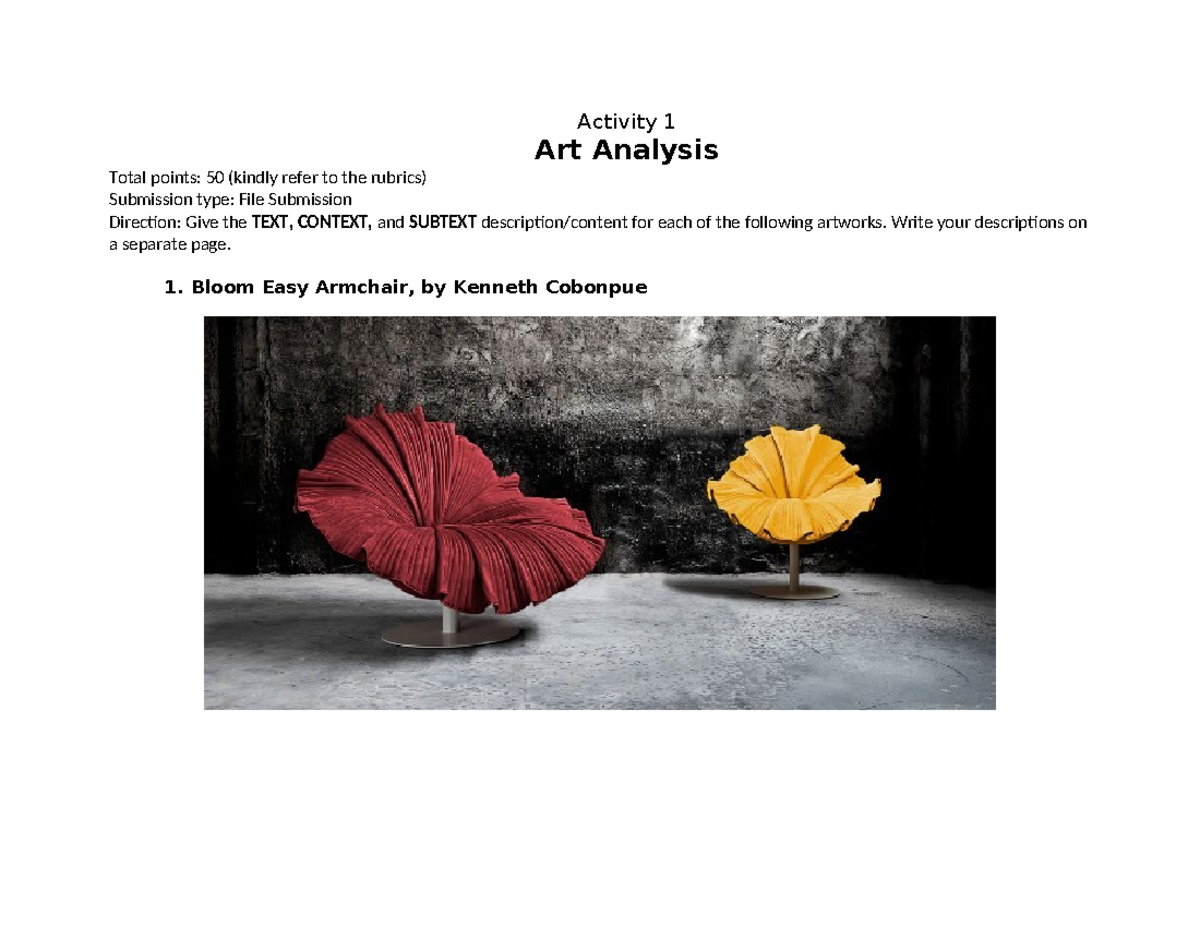Activity #1-Art Analysis (Fil Arts) - Arts Appreciation - Activity 1 ...