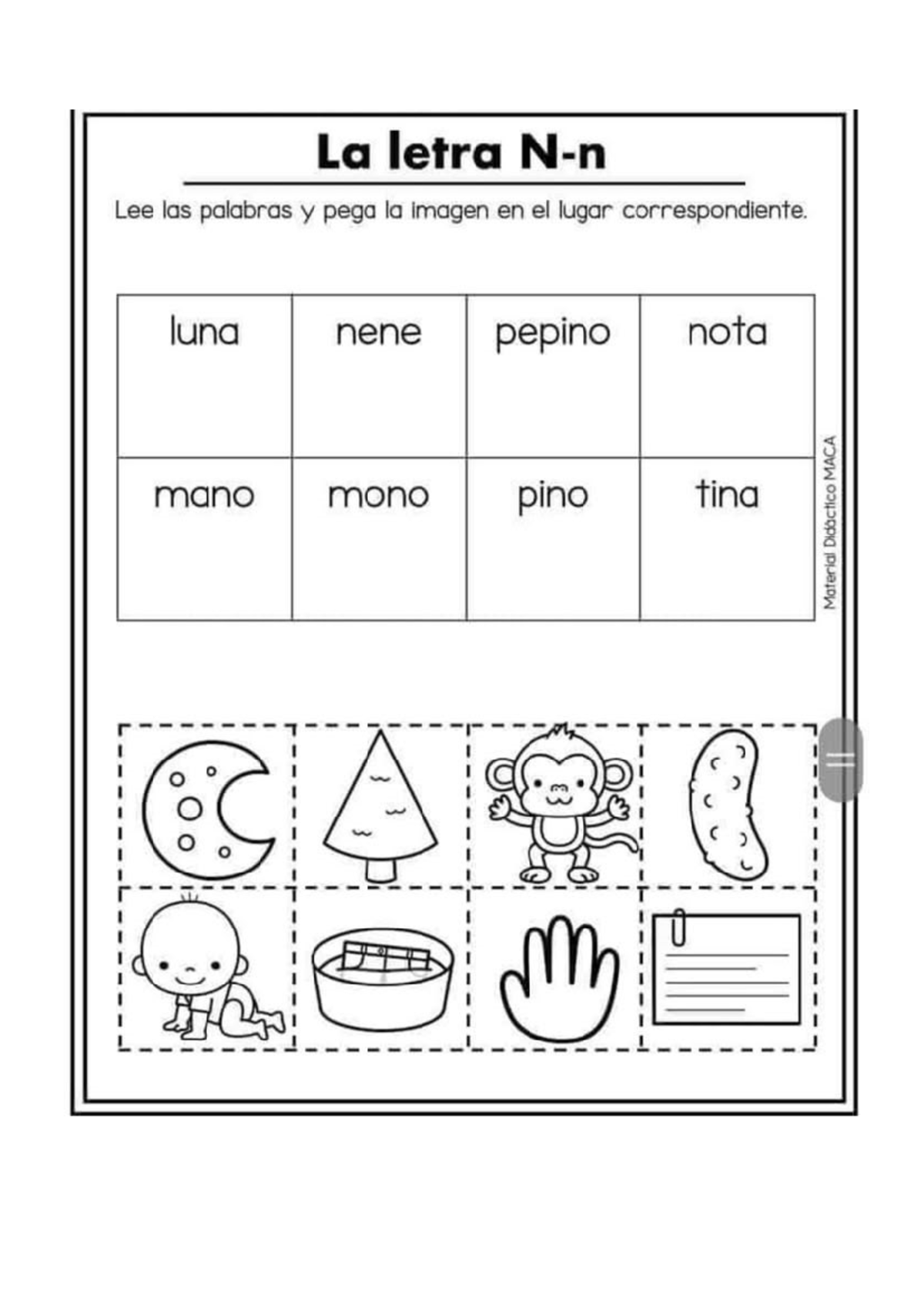 LEE Y Recorta - Psicología educativa - La letra Lee las palabras y pega ...