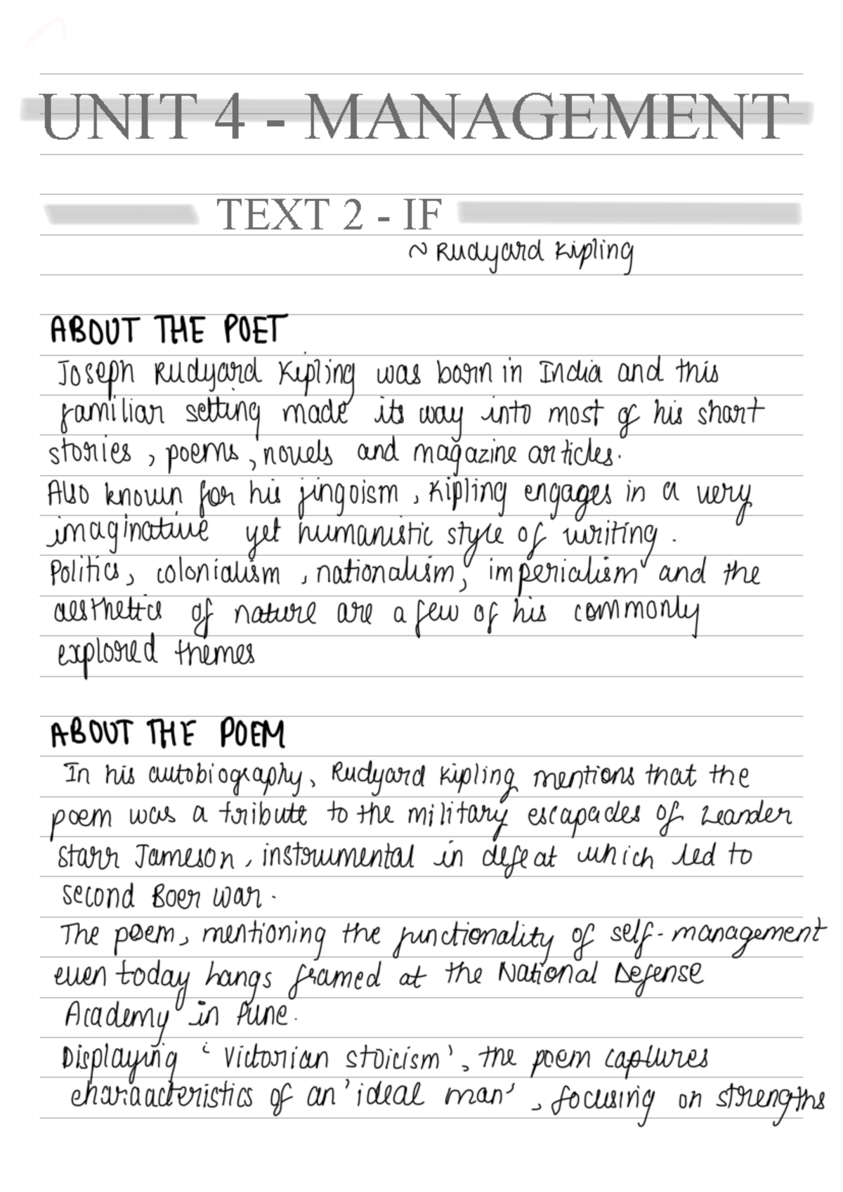 If - Lecture notes + Q&A - UNIT 4 - MANAGEMENT TEXT 2 - IF If you can ...