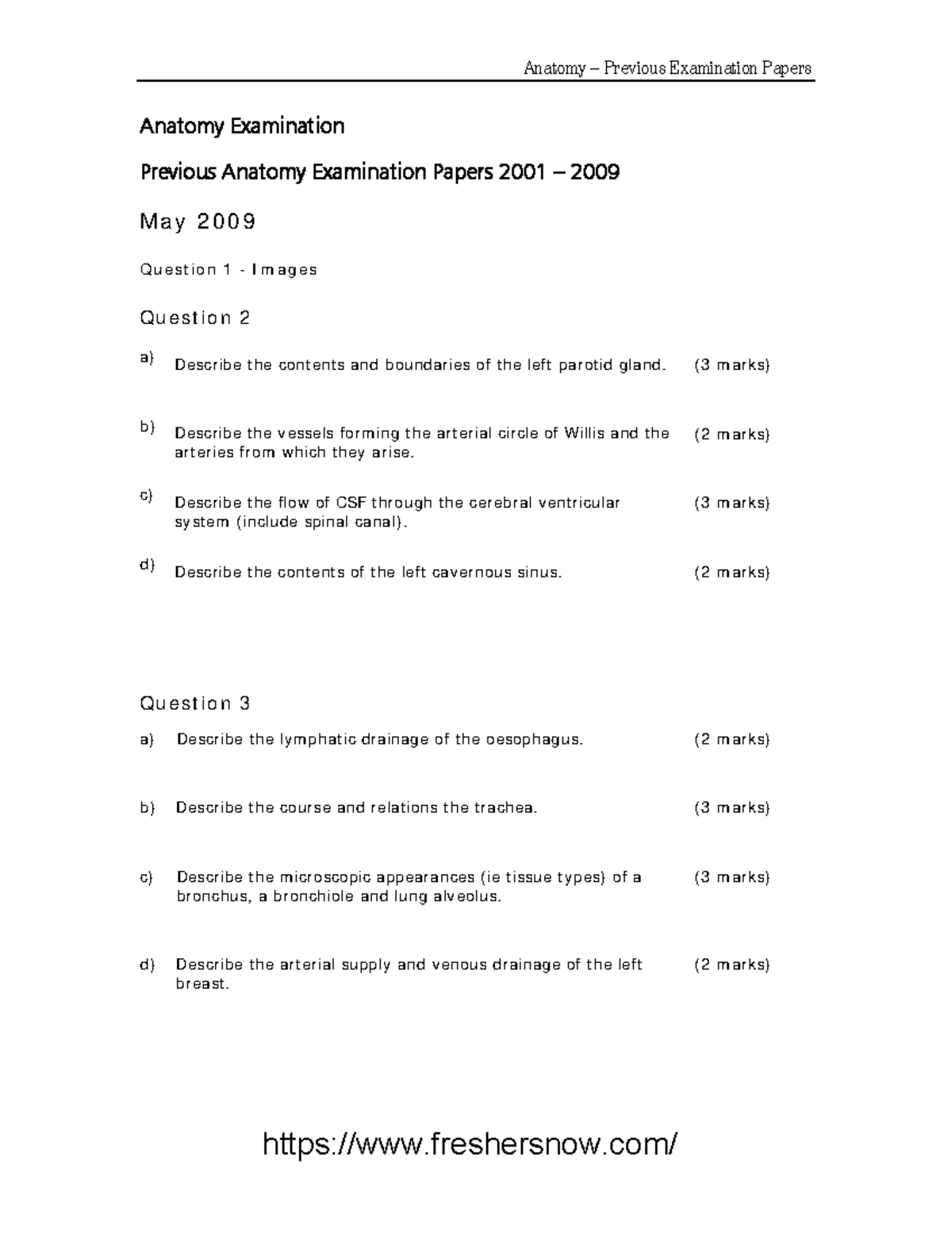 Anatomy-Questions-Paper - Anatomy Examination Previous Anatomy ...
