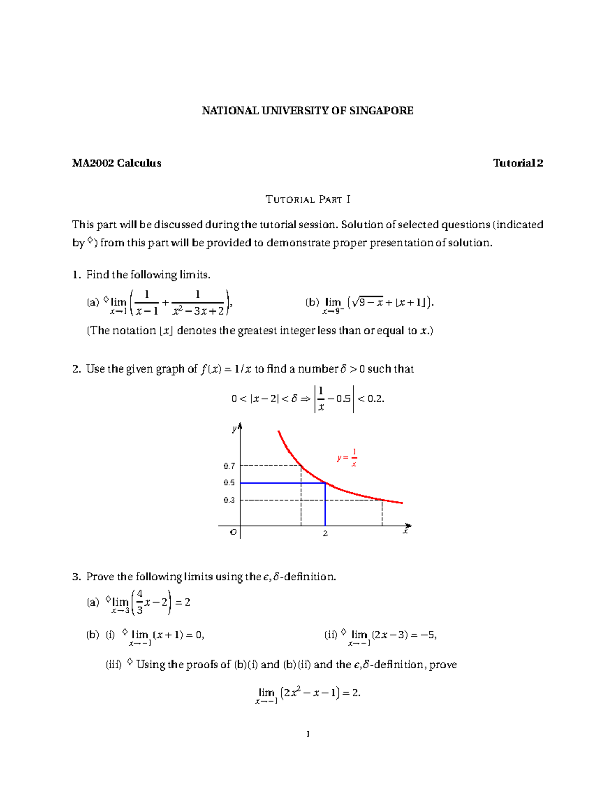 T2(Rev) semester 1 2022/2023 - NATIONAL UNIVERSITY OF SINGAPORE MA2002 Calculus Tutorial 2 ...