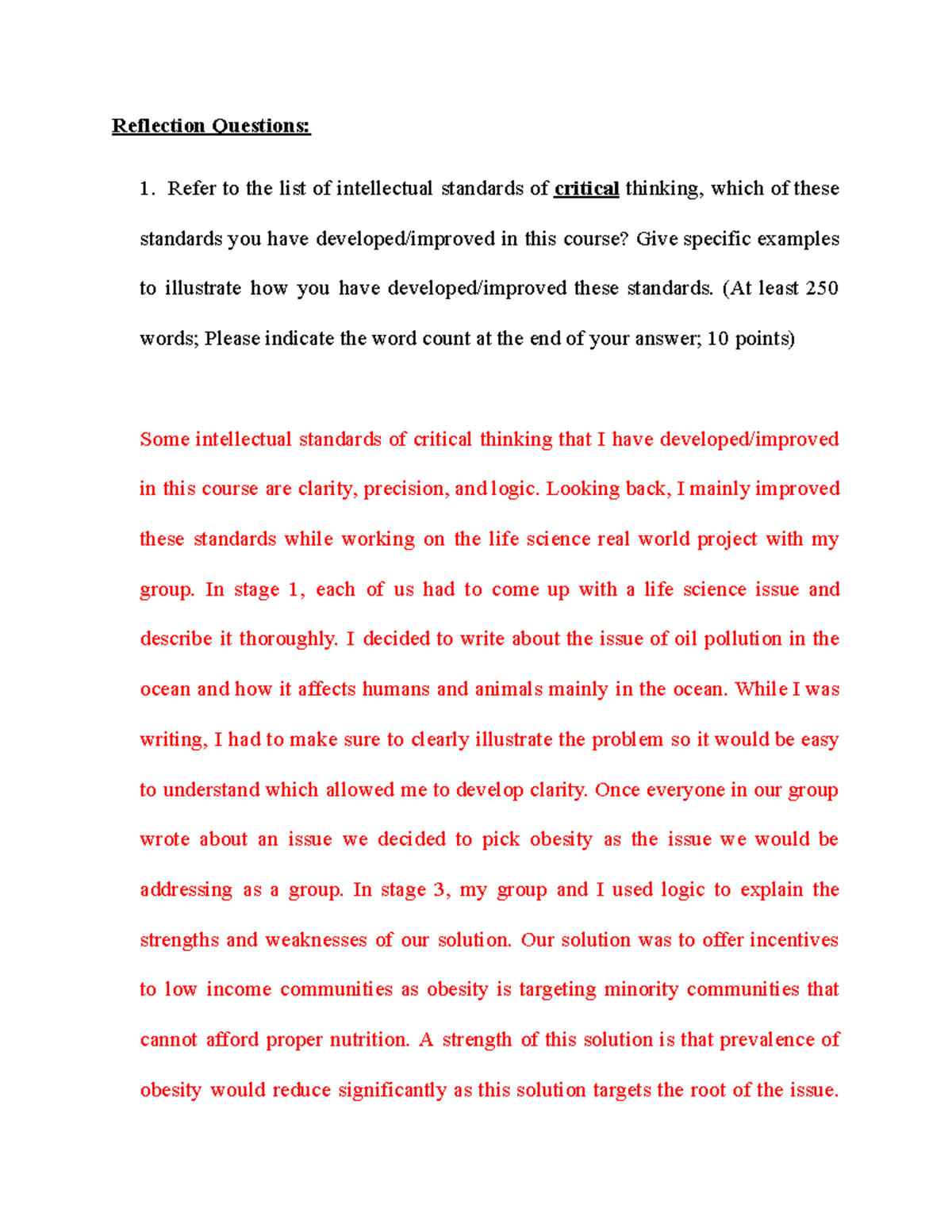 Course Reflection - Reflection Questions: Refer to the list of ...