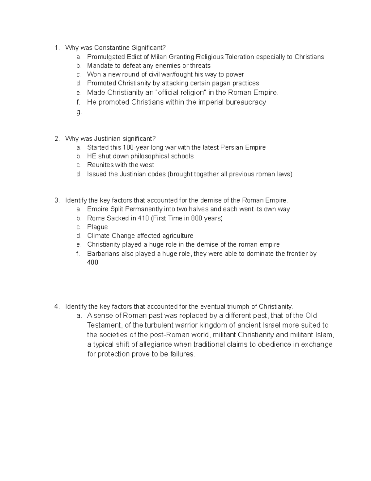 HIS Class Work - Why was Constantine Significant? a. Promulgated Edict ...