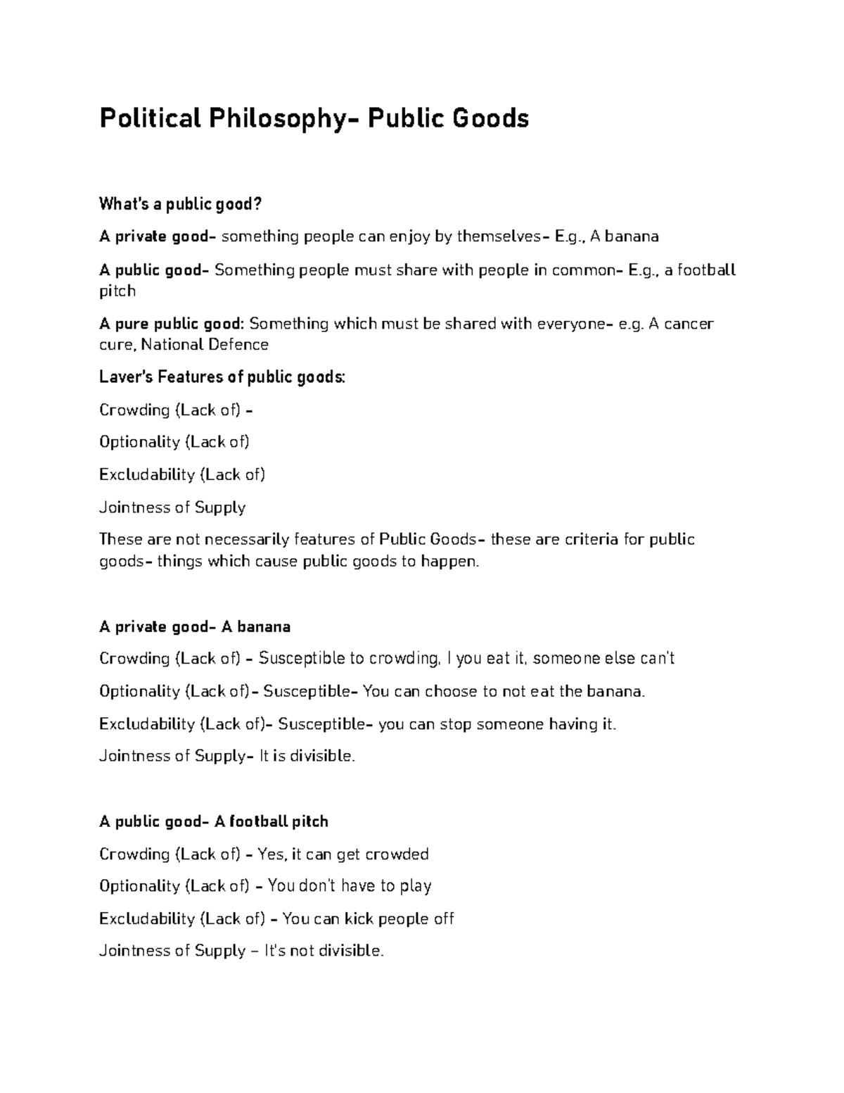 Political Philosophy- Public Goods - Political Philosophy- Public Goods ...