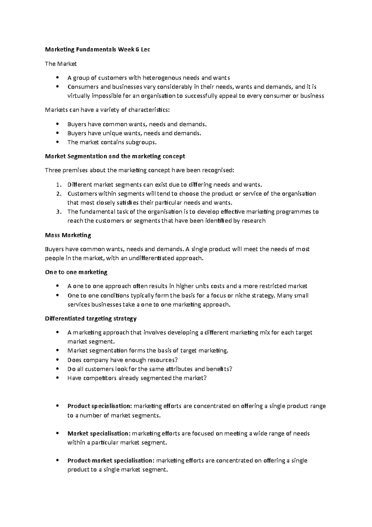 Marketing fundamentals week 6 lec - Marketing Fundamentals Week 6 Lec ...