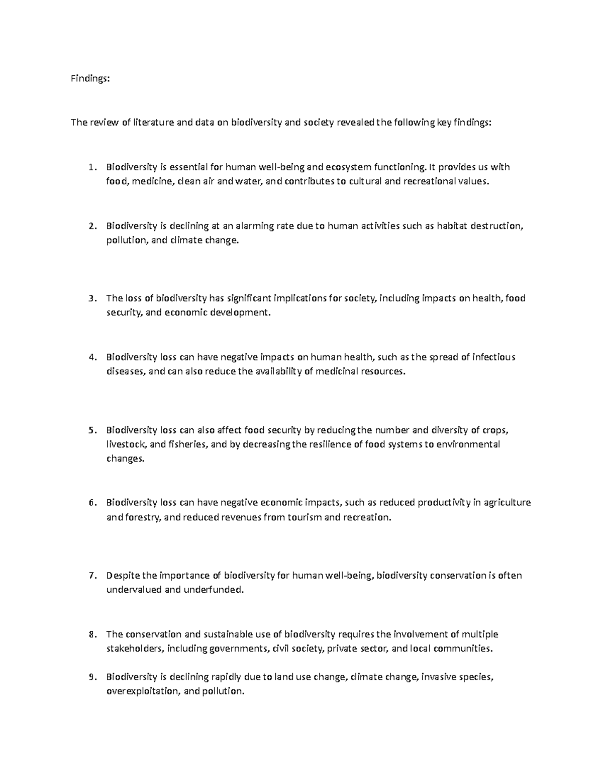 Findings - notes - Findings: The review of literature and data on ...