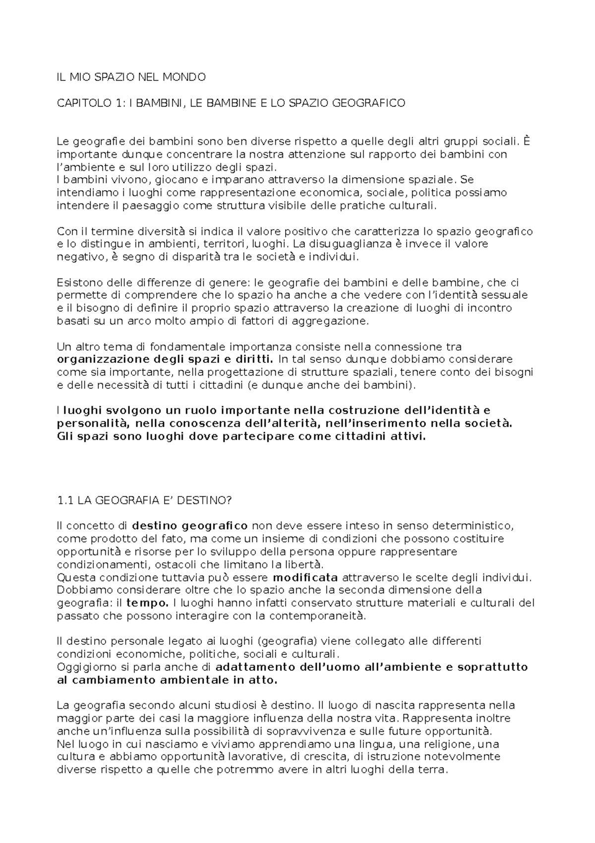 Il mio spazio nel mondo - IL MIO SPAZIO NEL MONDO CAPITOLO 1: I BAMBINI ...