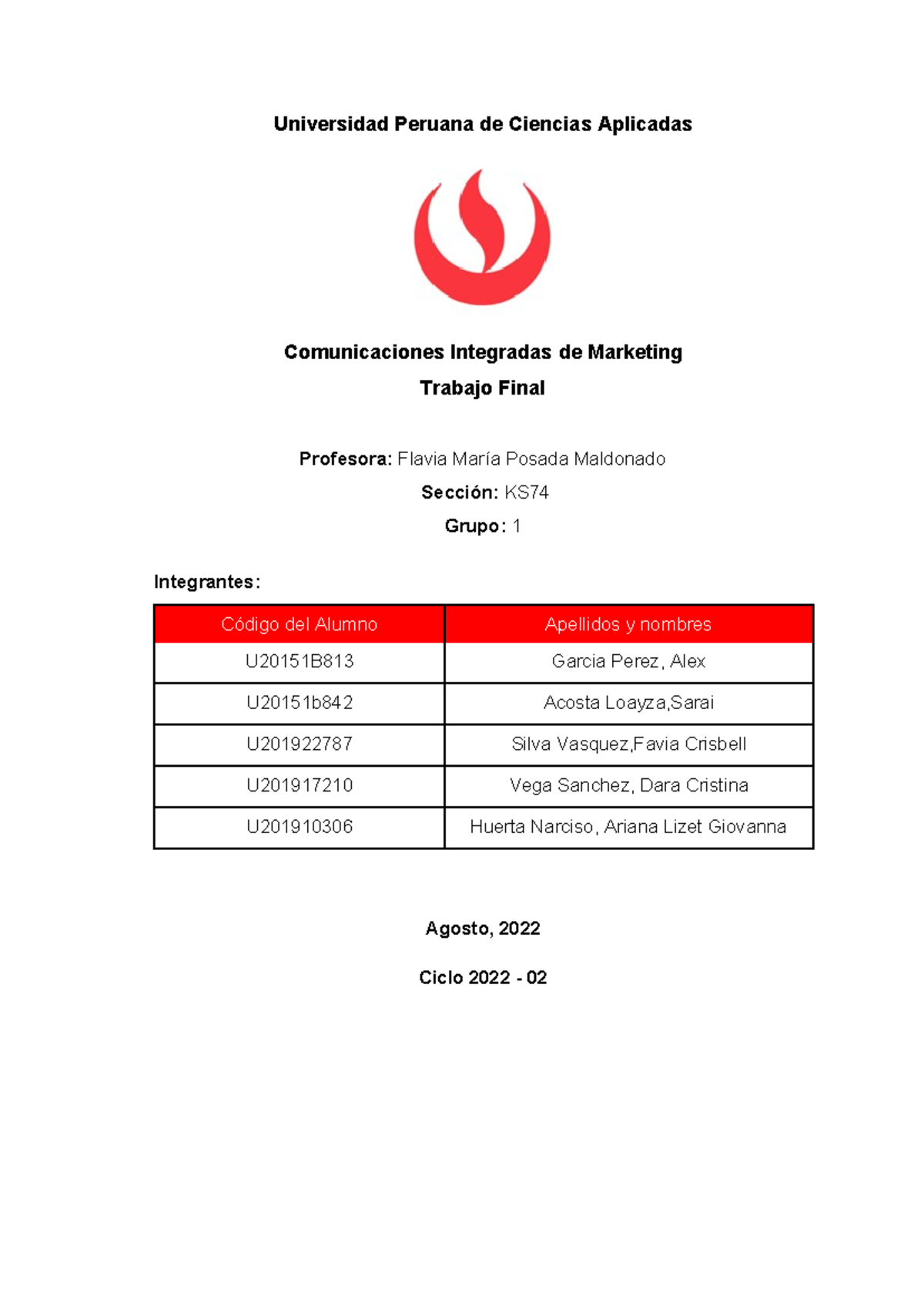 AM232 KS74 Grupo 1 Ficha de Trabajo 1 - Universidad Peruana de Ciencias ...