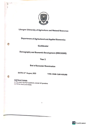 Demo. questions - Demography past paper - Mywor questions 1. What an ...
