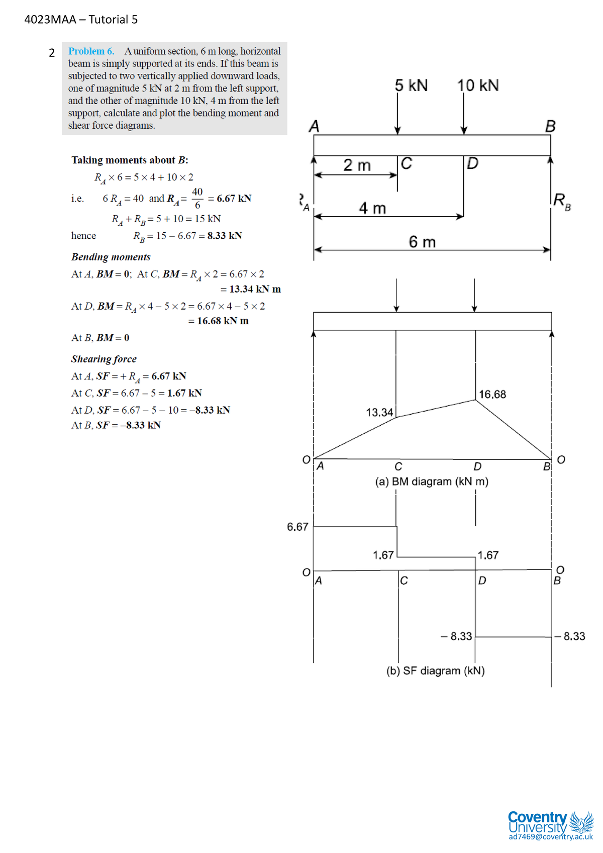 4023MAA-YA2122-Tutorial 5-Solution Q1-2 - ad7469@coventry.ac 2 4023MAA –Tutorial 5 - Studocu