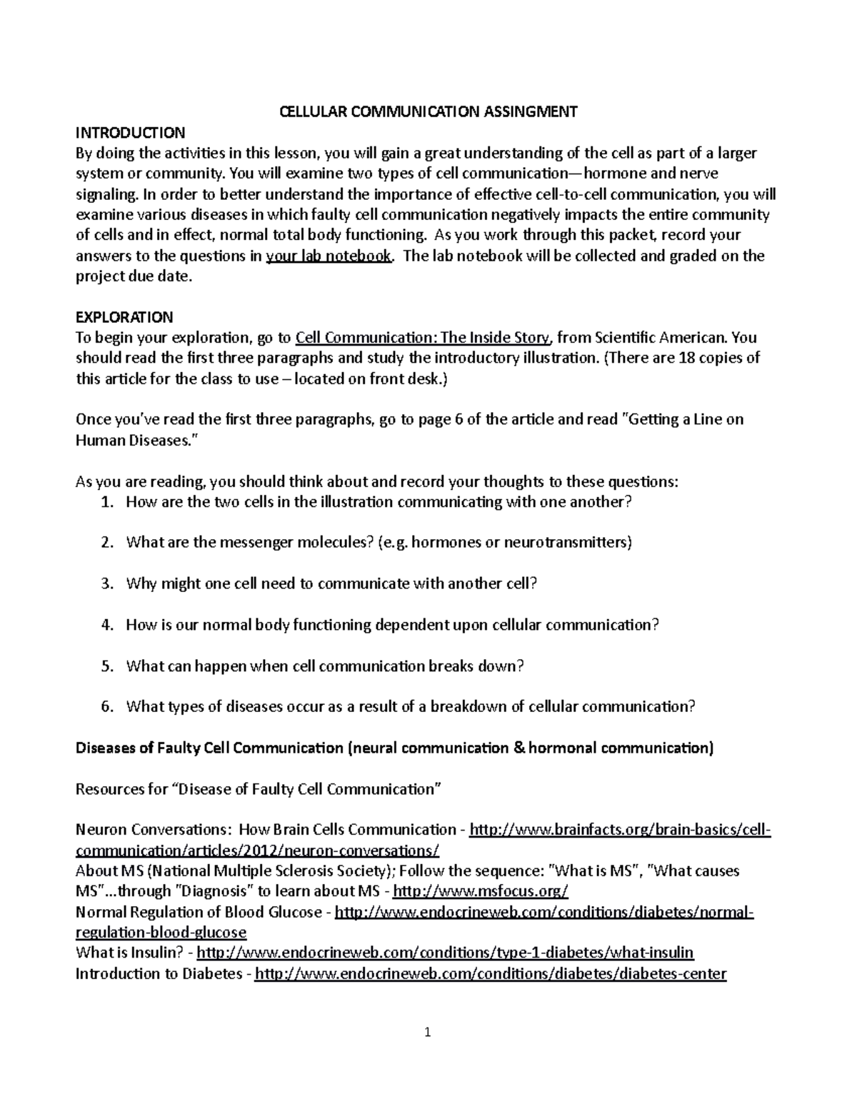 Cell communication project ap - CELLULAR COMMUNICATION ASSINGMENT ...