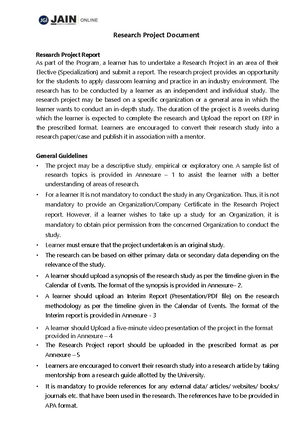 Interim Report Research Project Report Template - MBA Semester – IV ...