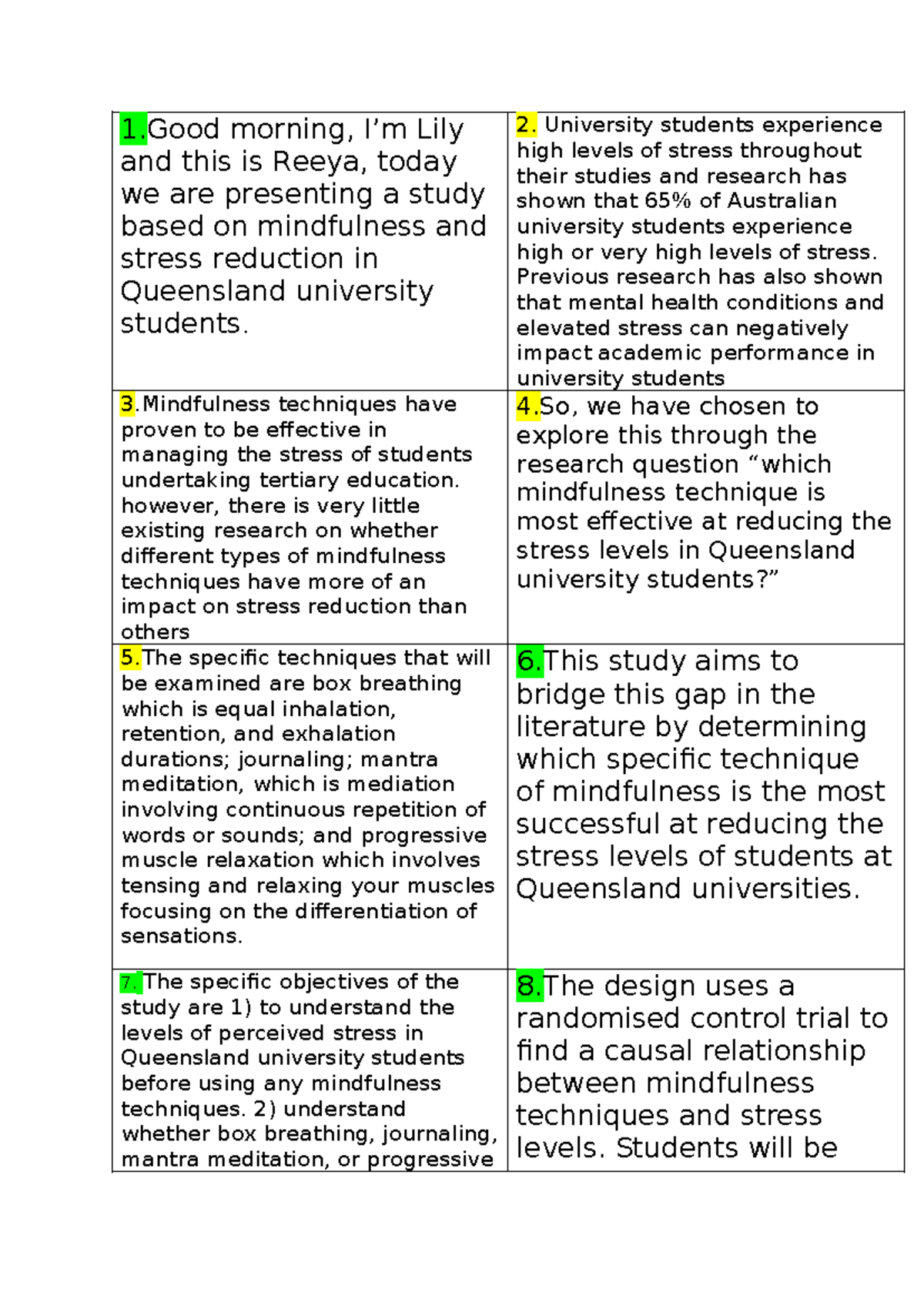 Palm cards 1108 - assigment 4 - 1 morning, I’m Lily and this is Reeya ...
