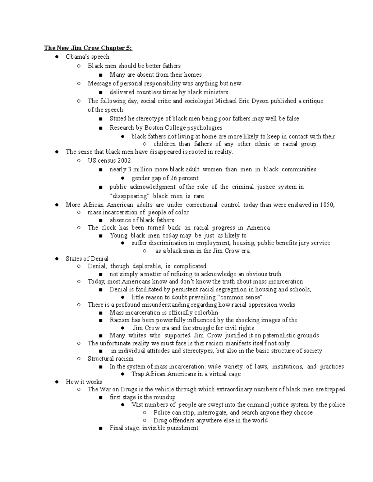 Week 6 readings - The New Jim Crow Chapter 5 Sawyer and Wagner: Mass ...