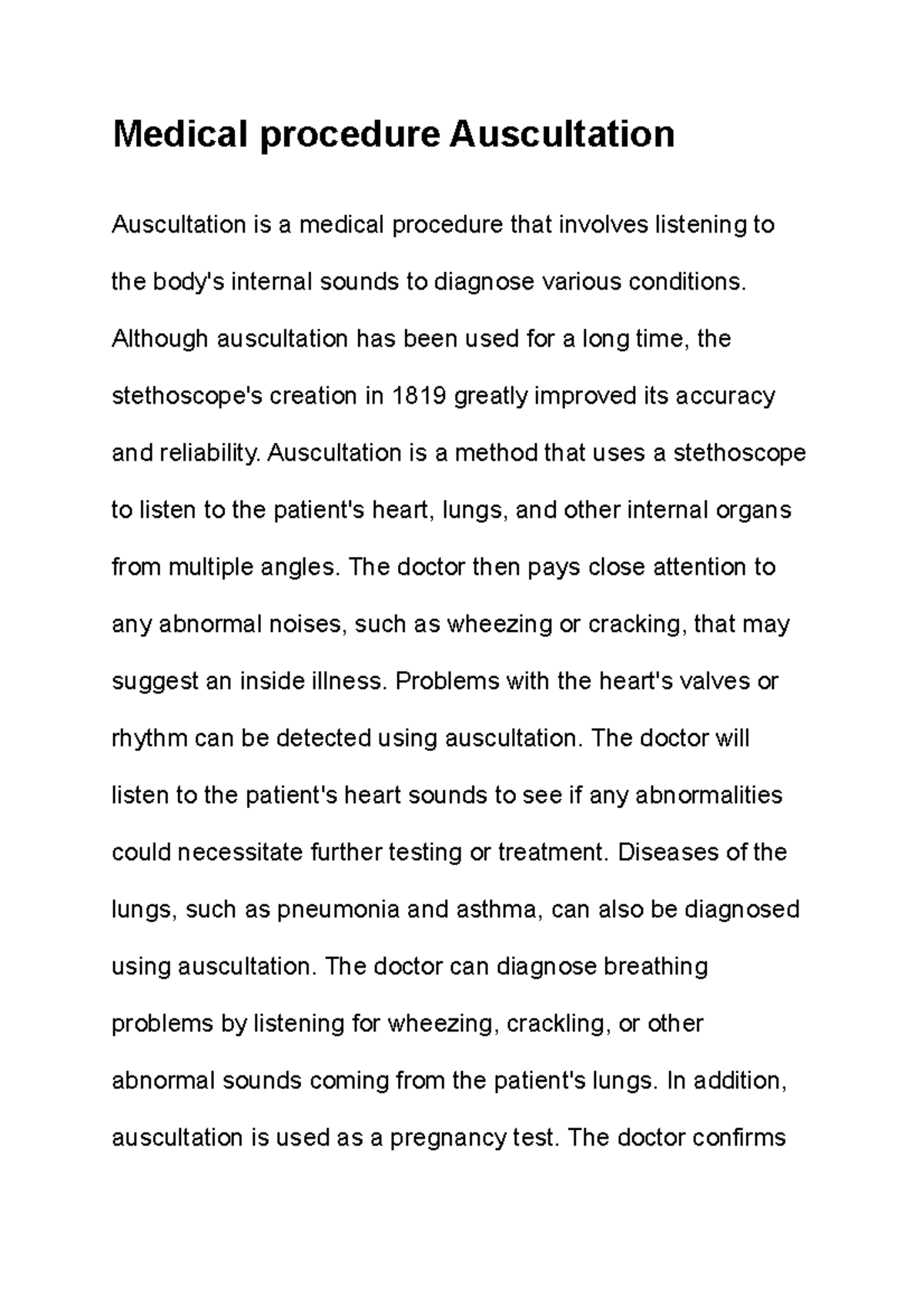 Medical procedure Auscultation - Medical procedure Auscultation ...
