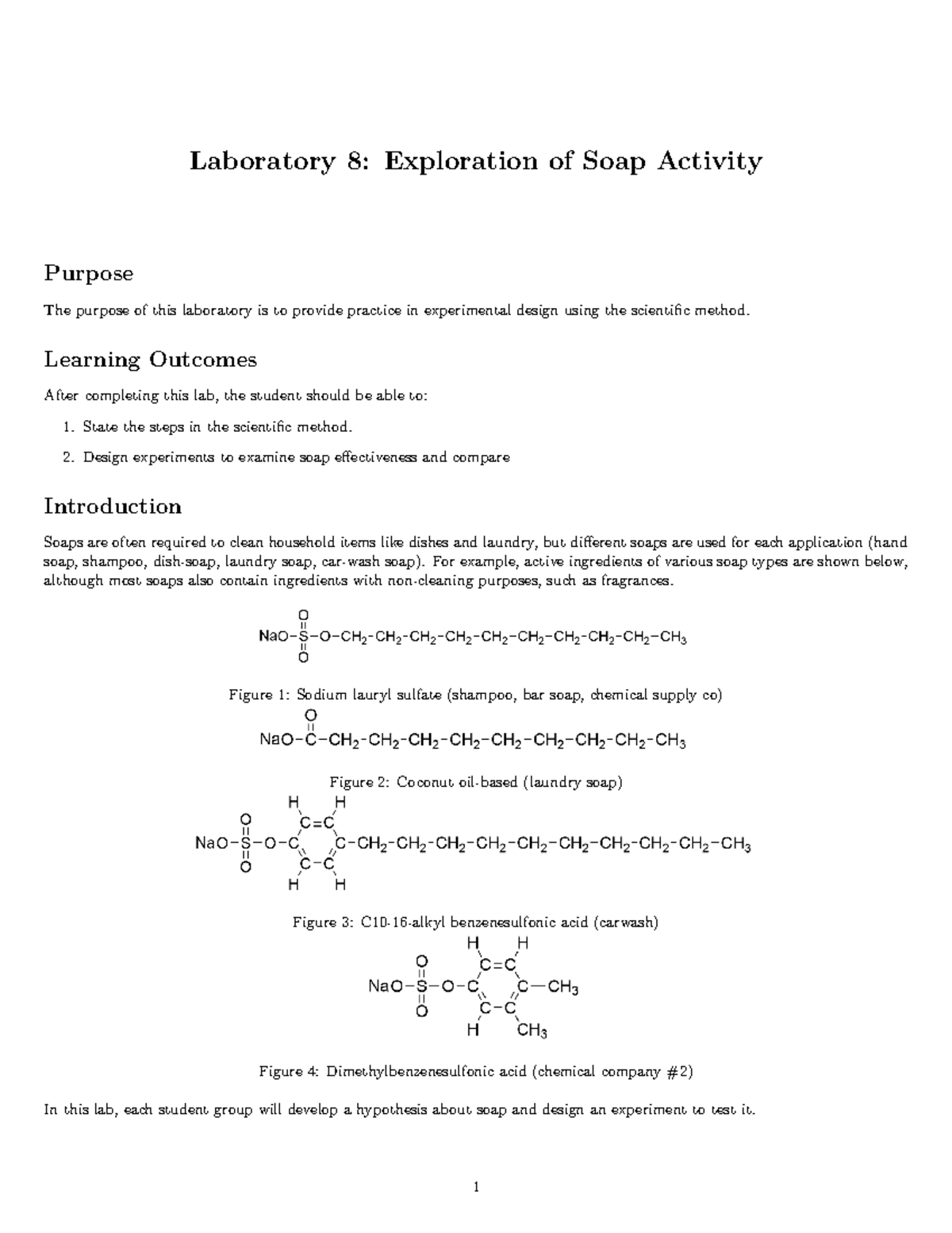 Lab 8 - chem practice - Laboratory 8: Exploration of Soap Activity ...