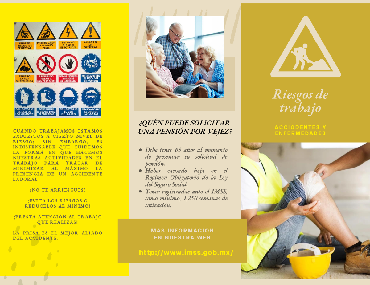Triptico ART. 41 Y 69 LEY DE IMSS - Riesgos de trabajo A C C I O D E N ...