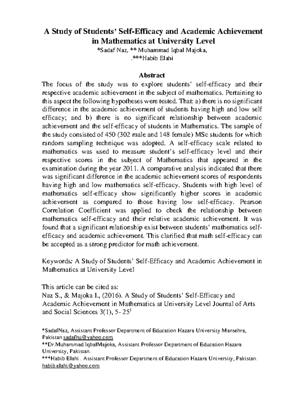 Issue 5-1 - Research in math - A Study of Students’ Self-Efficacy and Academic Achievement in ...