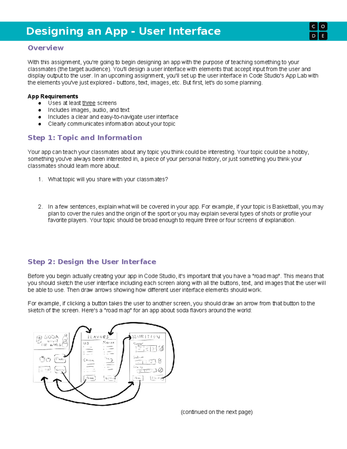 4 - Computer science unit 4 hw - Designing an App - User Interface Overview With this assignment ...