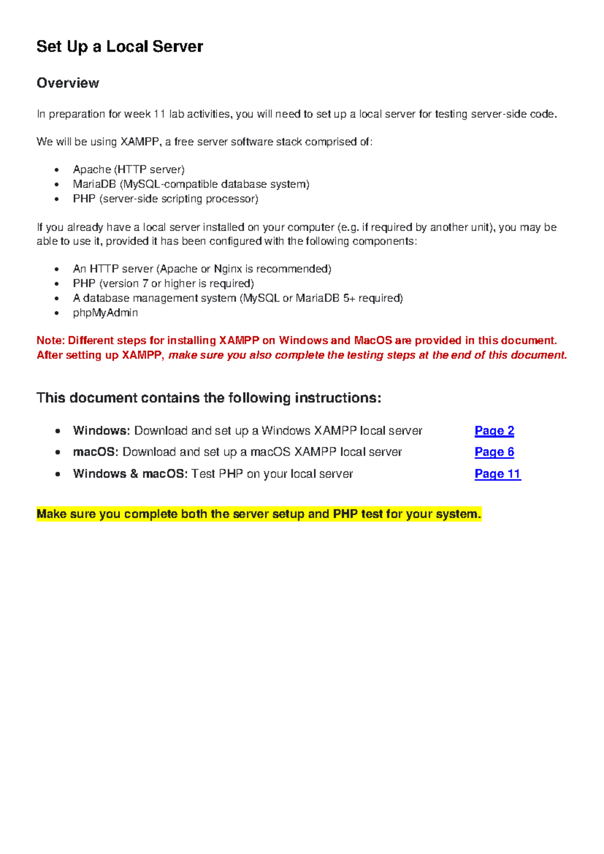 Set Up a Local Server - Set Up a Local Server Overview In preparation ...