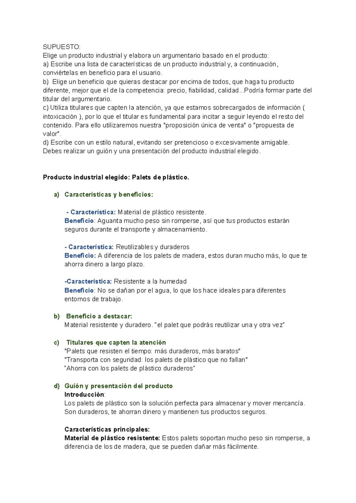 Act. 2 Elaboro un argumentario de ventas (VEA) Carla - SUPUESTO: Elige ...