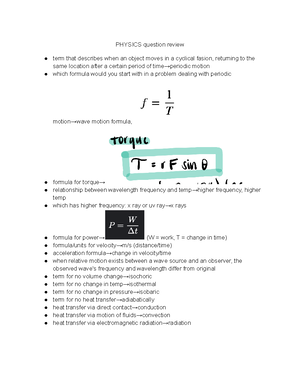 Formula Sheet 201 - Vectors 𝐴𝑥 = 𝐴𝑐𝑜𝑠 𝜃 𝐴𝑦 = 𝐴𝑠𝑖𝑛 𝜃 𝐴 = 𝐴𝑥 2 + 𝐴𝑦 2 𝜃 ...