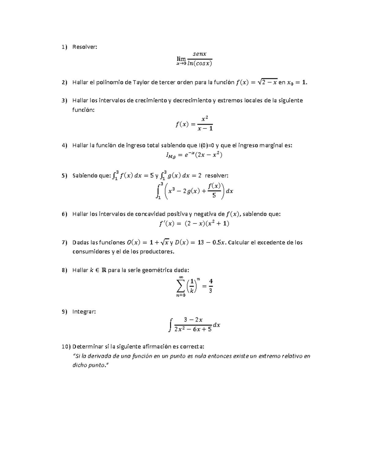 Examen de muestra/práctica 2015, preguntas - Warning: TT: undefined function: 32 Resolver: 푥→ ...